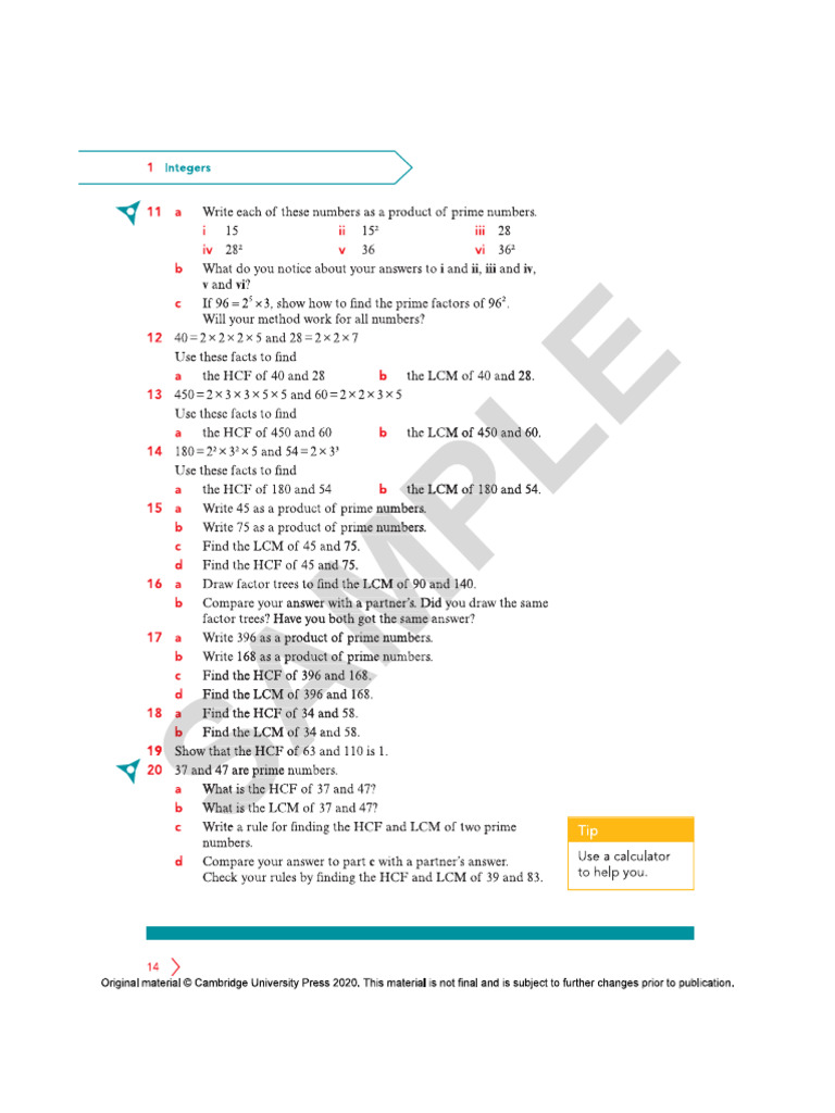 Lower Bound Mathe8 Exercise1.4 | PDF