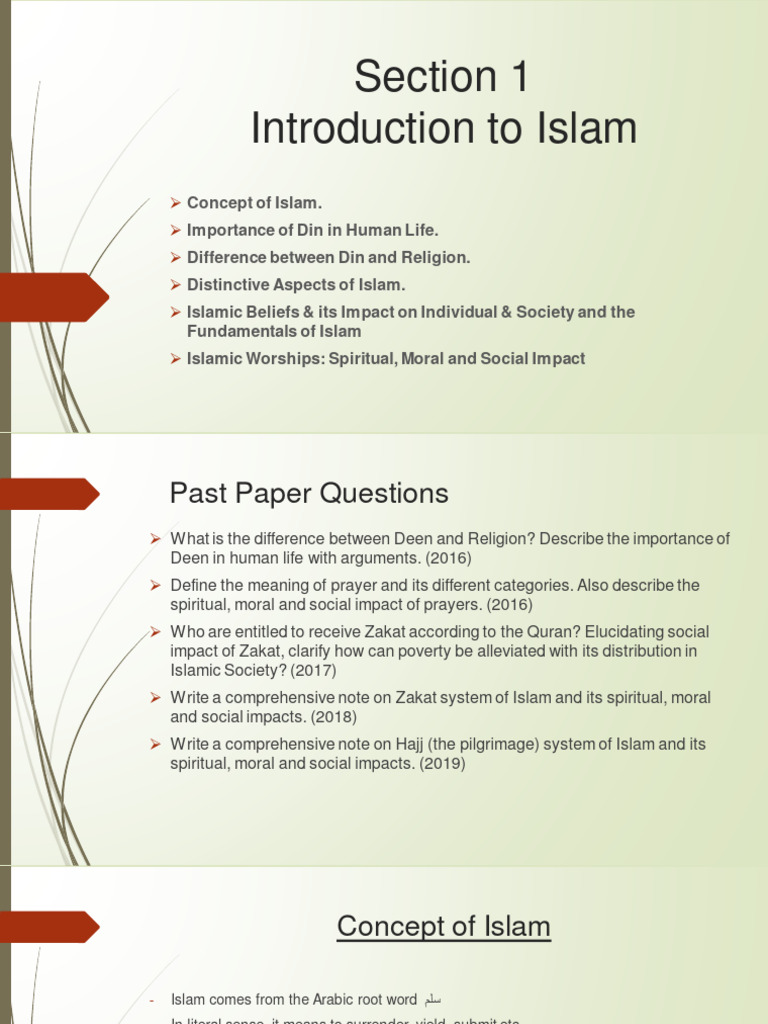 Section 1 Introduction To Islam | PDF