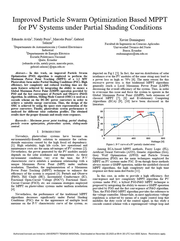 Improved Particle Swarm Optimization Based MPPT For PV Systems Under ...
