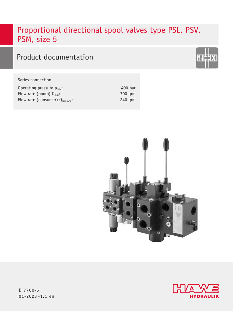Proportional Directional Spool Valves Type PSL, PSV, PSM, Size 5 | PDF ...