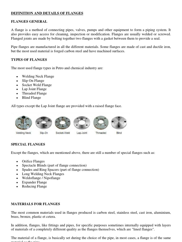 Definition and Details of Flanges | PDF | Screw | Pipe (Fluid Conveyance)