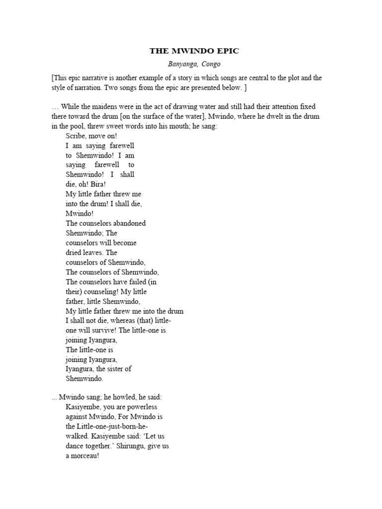 The Mwindo Epic | PDF