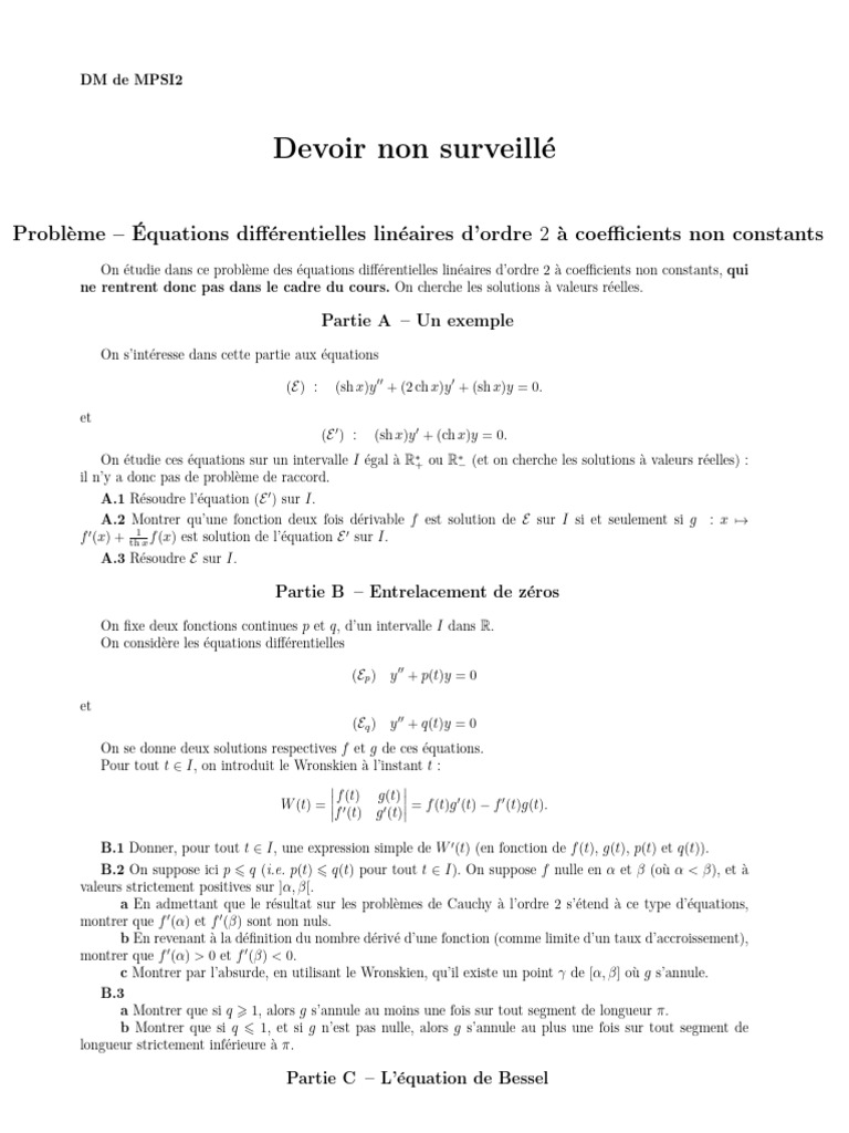 Équations de Bessel et Wronskien | PDF | Équations | Algèbre