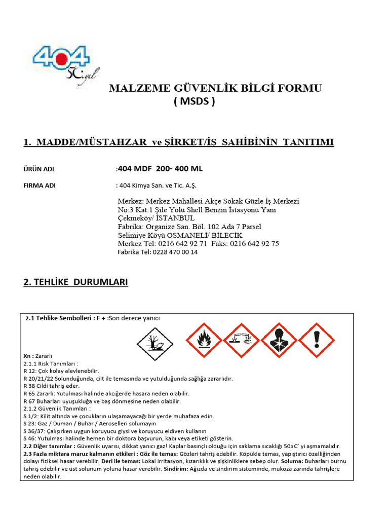 ornek_msds (3.2) | PDF