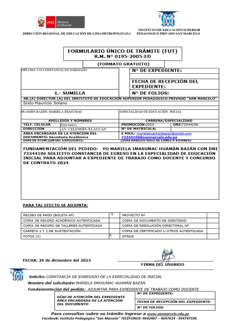 Formato-Fut-2023 Diploma Contancia de Egresado | PDF | Autenticación