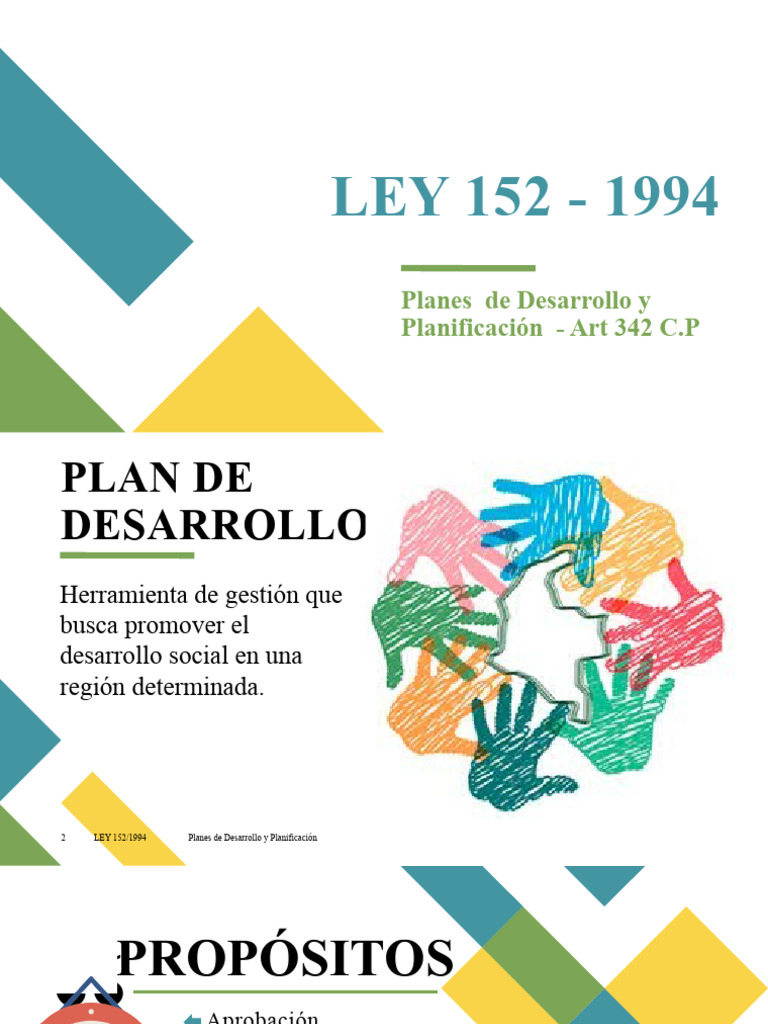 Ley 152 - 1994 Plan de Desarrollo | PDF | Planificación | Presupuesto
