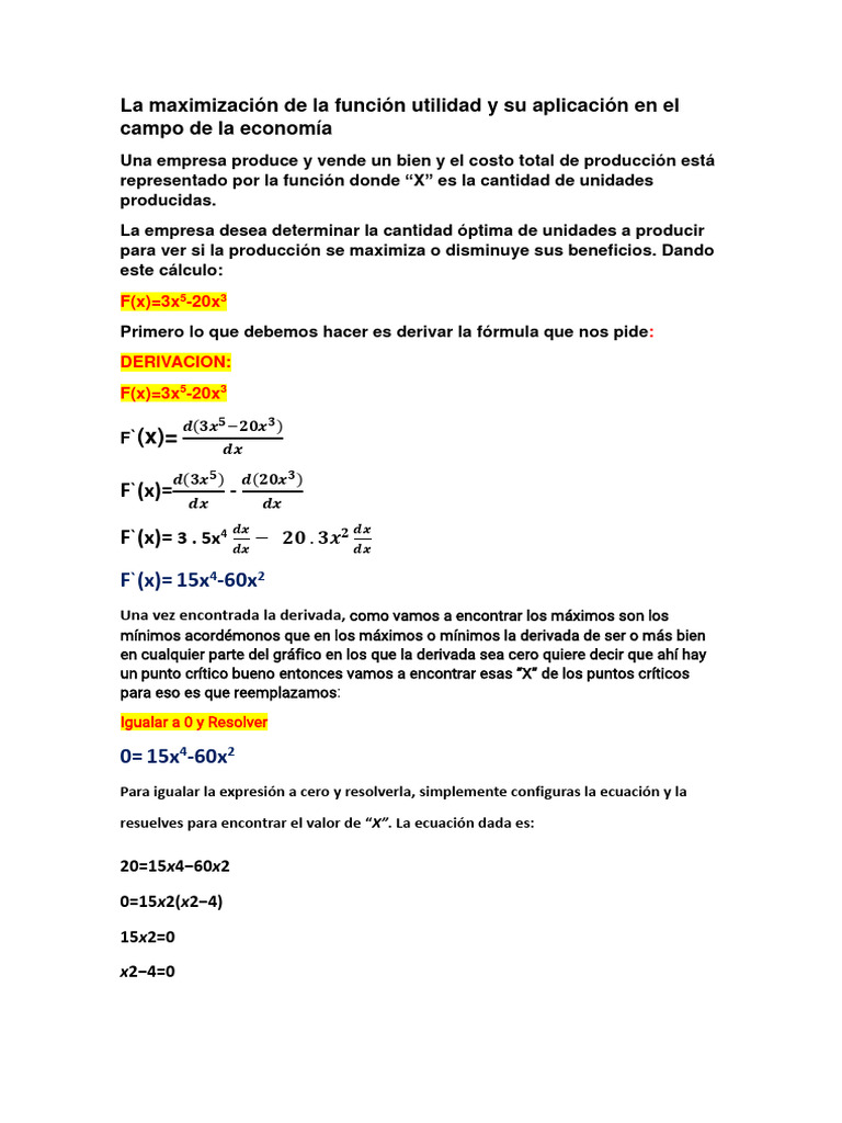 EJEMPLO DE MAXIMIZACION DE UTILIDAD APLICADA EN LA ECONOMIA | PDF ...