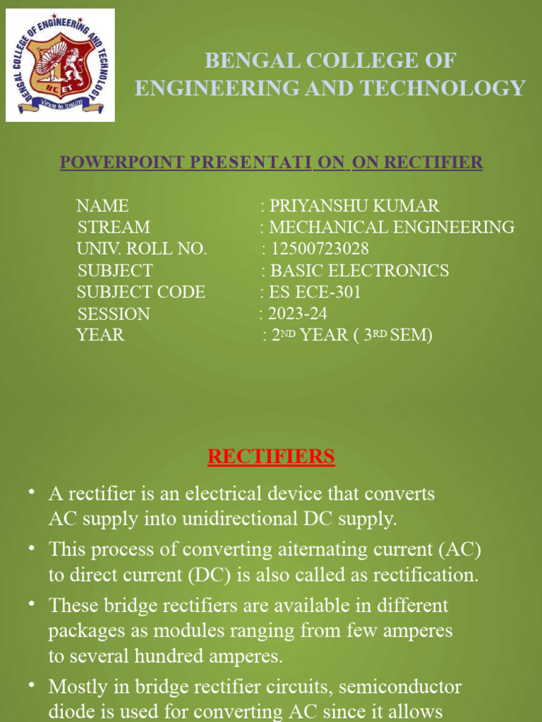 NAVEEN KUMAR CgOLLEGE ROLL NO - 237094034 | PDF | Rectifier | Diode