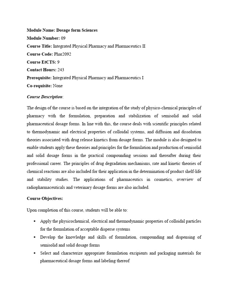 Course Outline - 230463019IPP2 Course Syllabus | PDF | Pharmaceutical ...