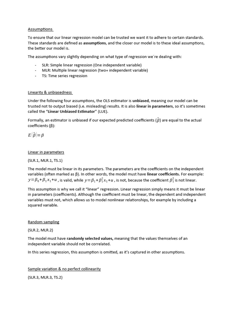 Assumptions Notes | PDF