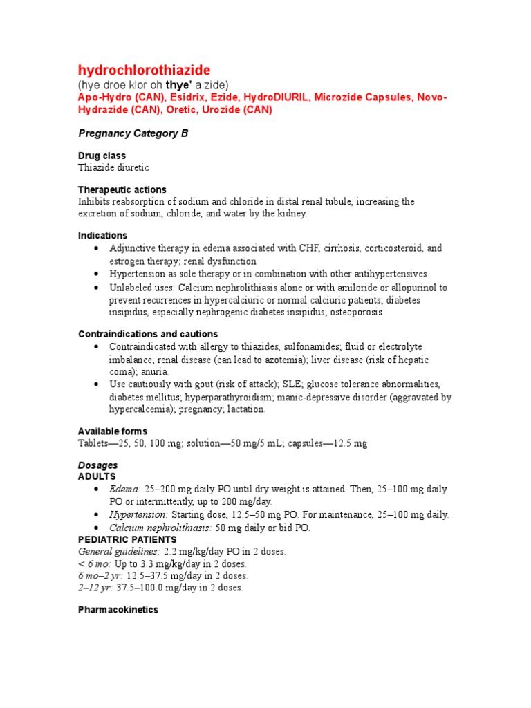 Hydrochlorothiazide | PDF | Rtt | Drugs