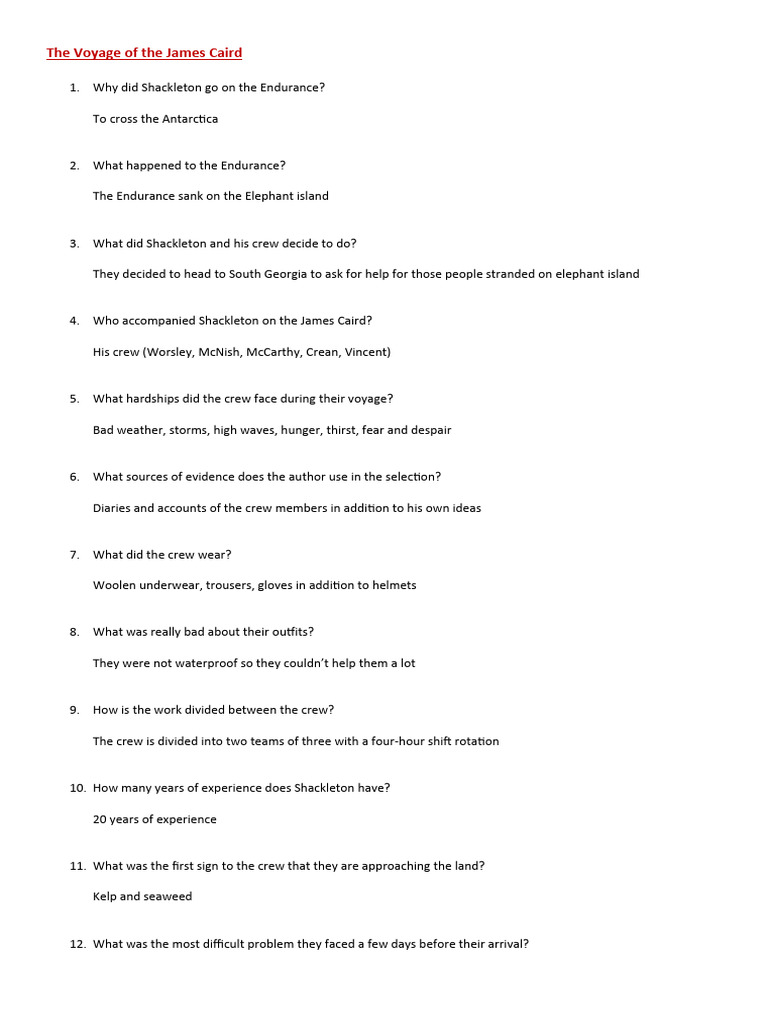 Summary of the Voyage of the James Caird | PDF