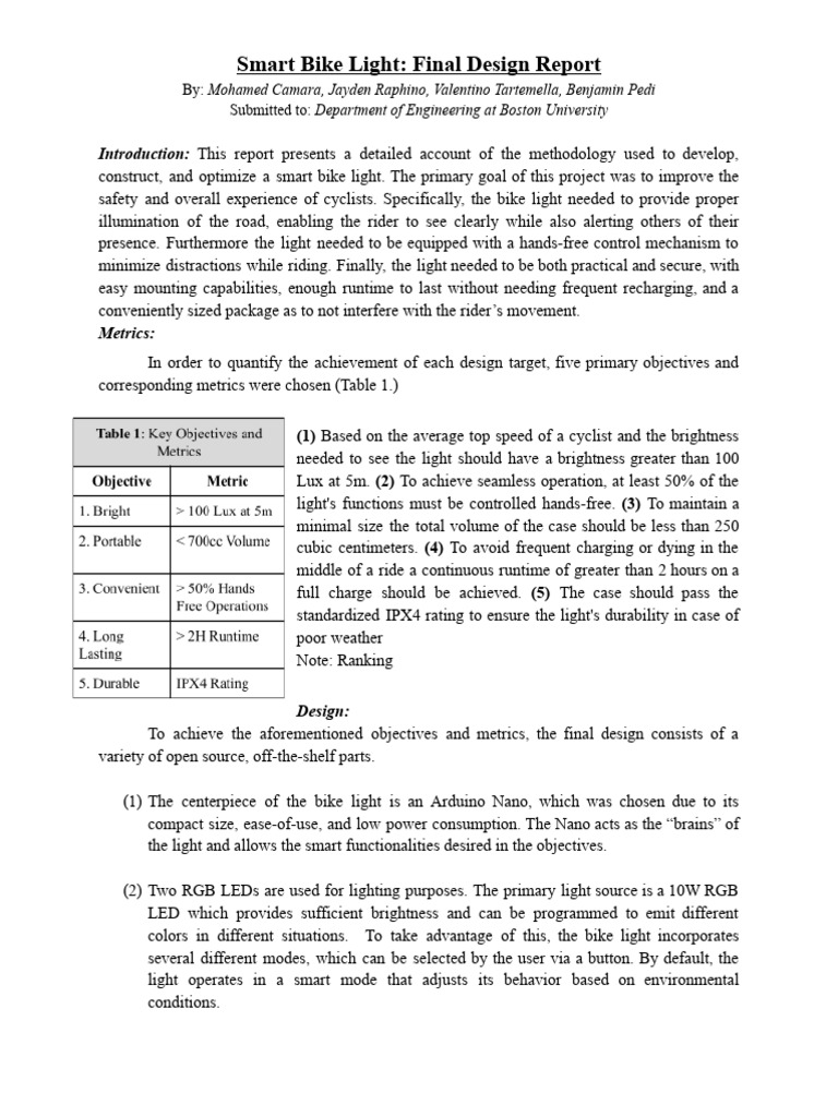 Ek210 Final Report | PDF | Light Emitting Diode | Light