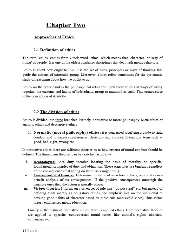 Chapter Two | PDF | Morality | Philosophical Theories