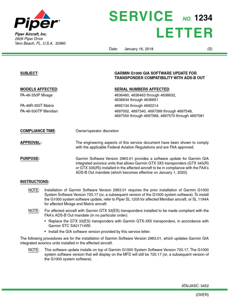 Service Letter 1234 | PDF | Aviation | Computing