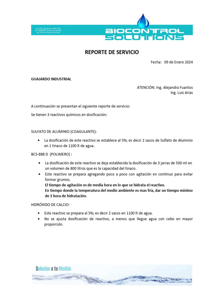 Reporte Ptar 05 Ene 24 | PDF