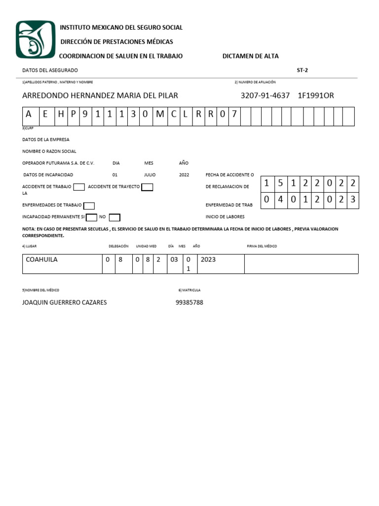 Alta Medica Imss | PDF
