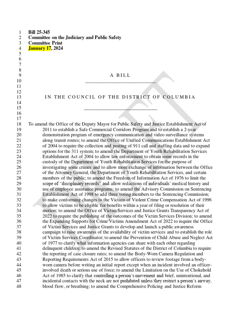 Secure DC Omnibus Committee Print | PDF | Crimes | Crime & Violence