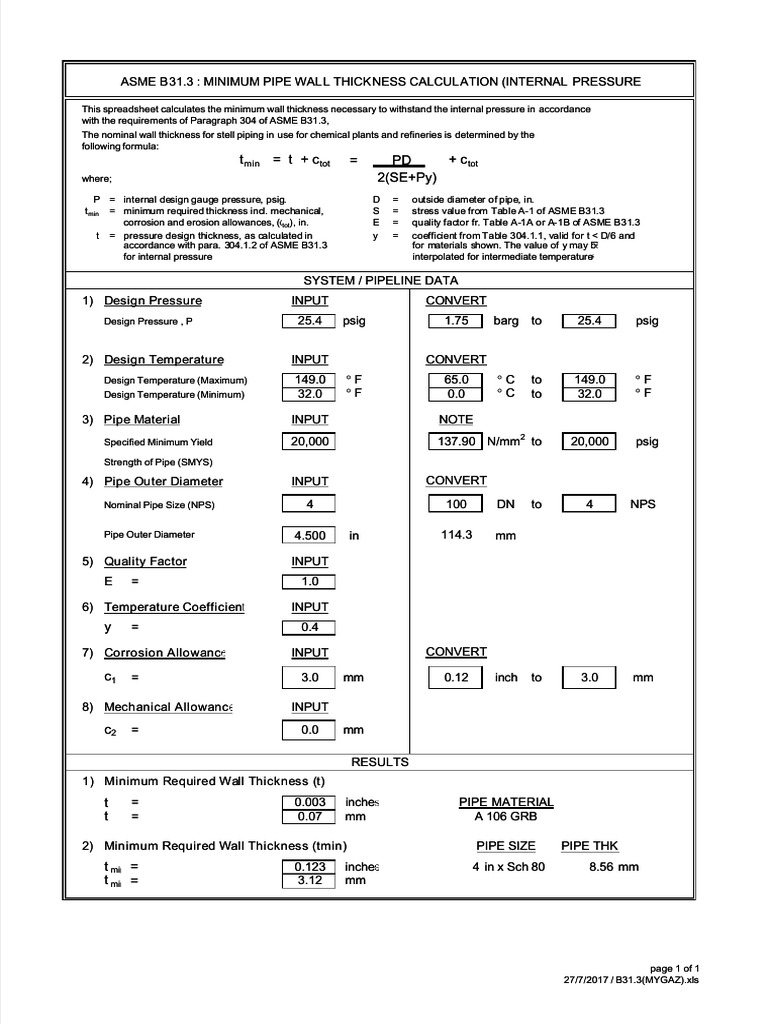 ASME B31.3 Minimum Wall Thickness | PDF | Home Appliance | Physical ...