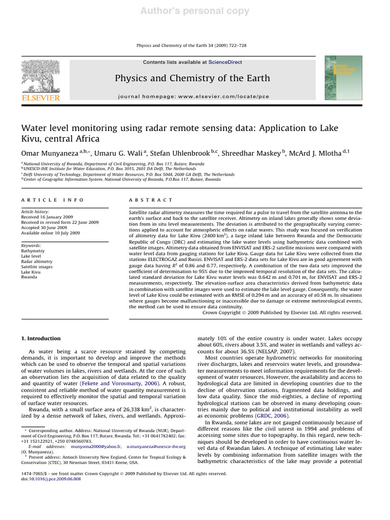 2009 Munyaneza JPCE RS | PDF | Satellite Imagery | Altimeter