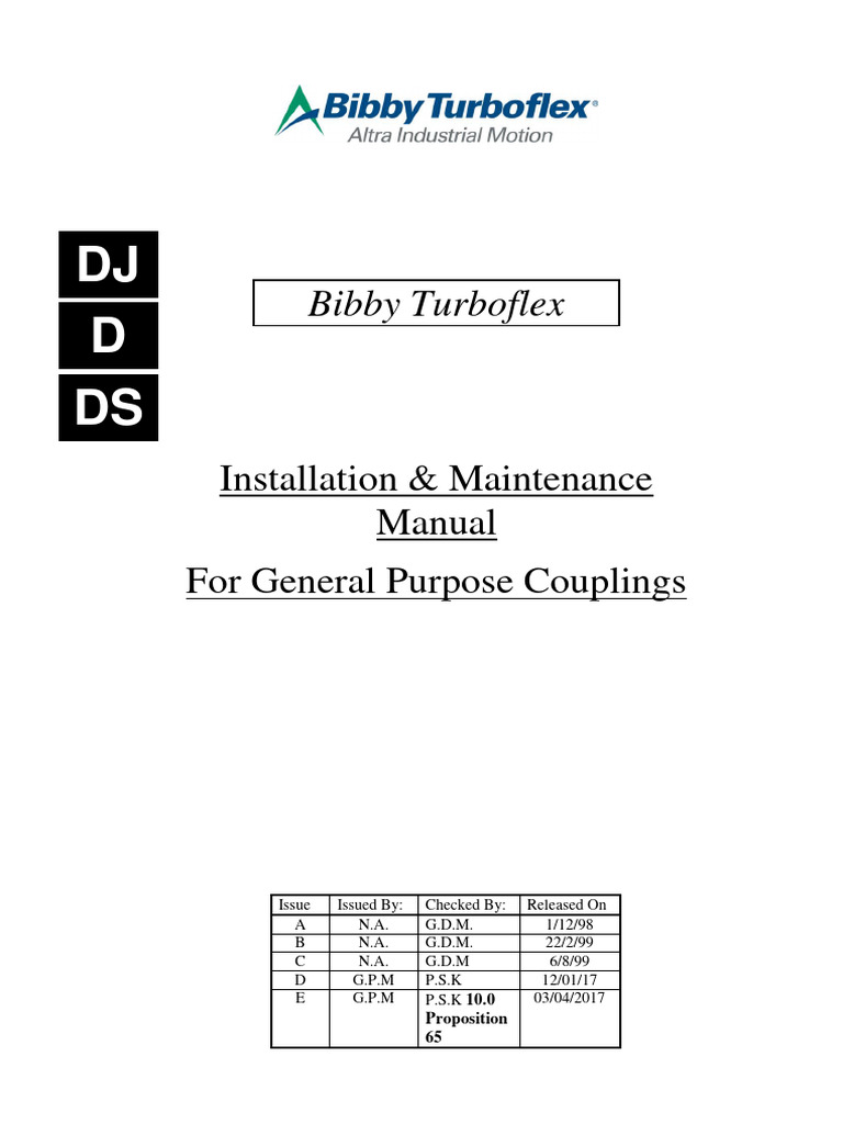 Bibby Turboflex Coupling Manual | PDF | Technology & Engineering