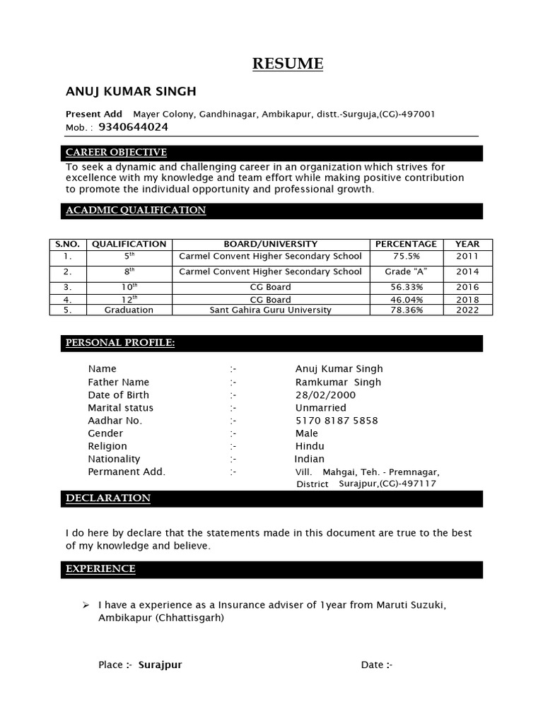 Resume (Anuj Singh) | PDF
