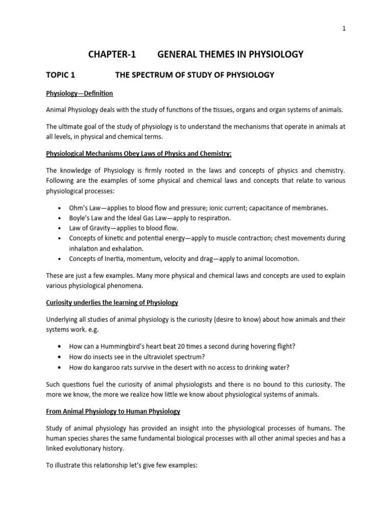 Physiology Hand Outs (Topic 1-5) | PDF | Homeostasis | Enzyme