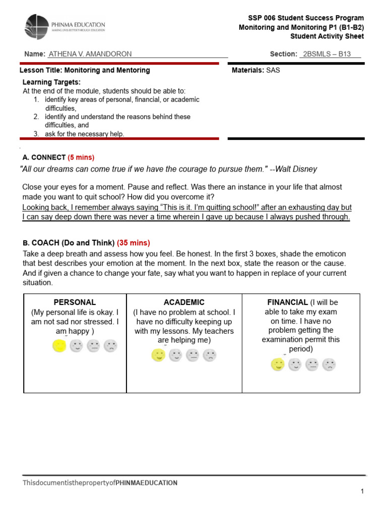 SSP 006 Monitoring and Mentoring (AMANDORON) | PDF | Psychology | Cognition