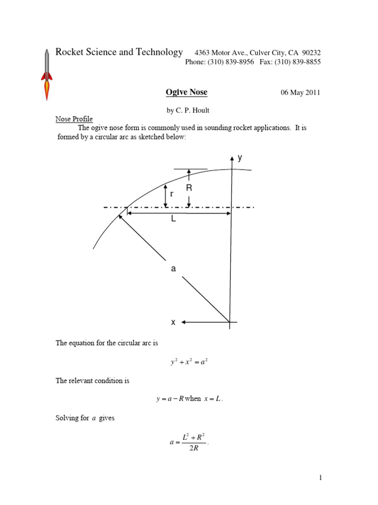 Ogive Nose | PDF | Area | Applied And Interdisciplinary Physics