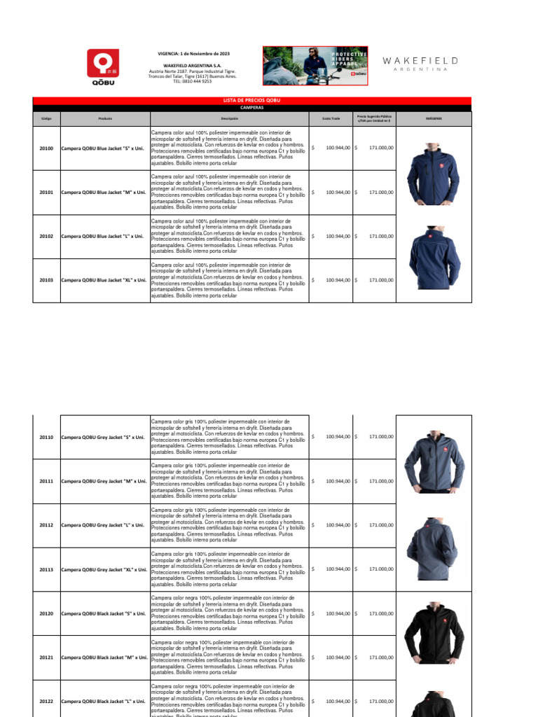 Lista Indumentaria QOBU T Noviembre | PDF | Pantalones | Moda