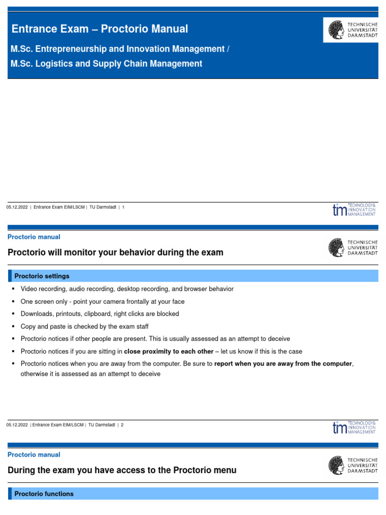 Proctorio Guide for TU Darmstadt Exam | PDF | Software | Computing