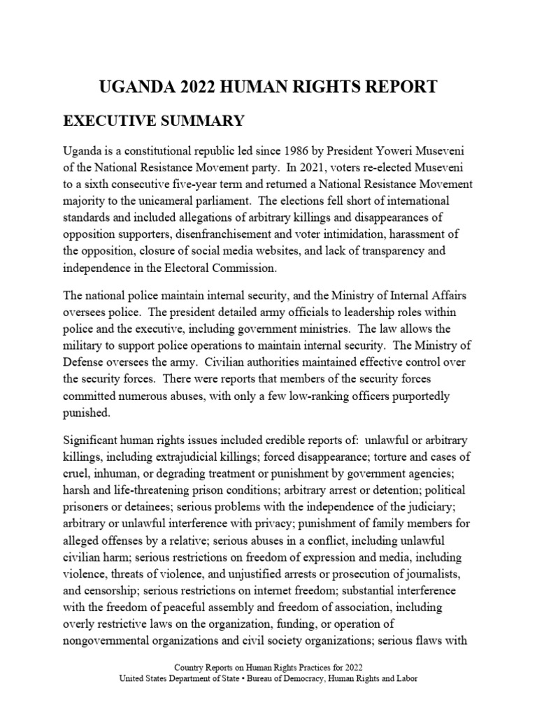 Uganda 2022 Human Rights Report | PDF