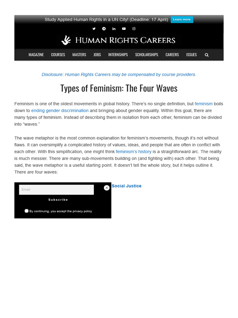 Types of Feminism- The Four Waves | Human Rights Careers | PDF