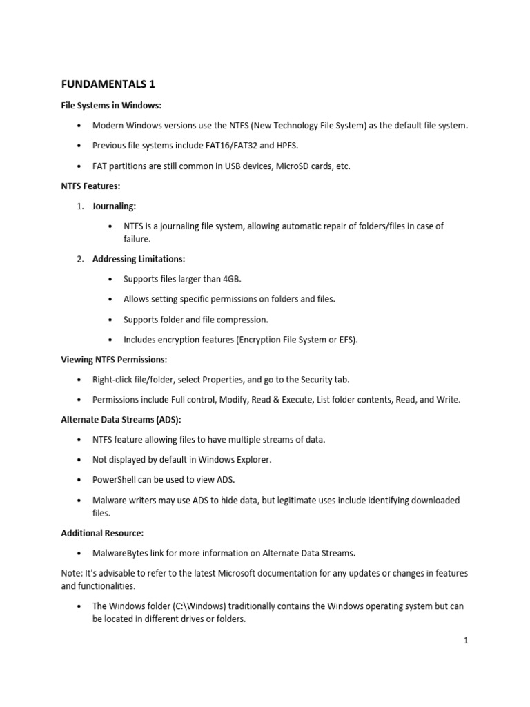 Windows Fundementals | PDF | Computer File | File System