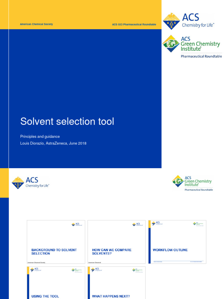 Acs Gci Solvent Selection Tool Principles and Guidance | PDF | Solvent ...