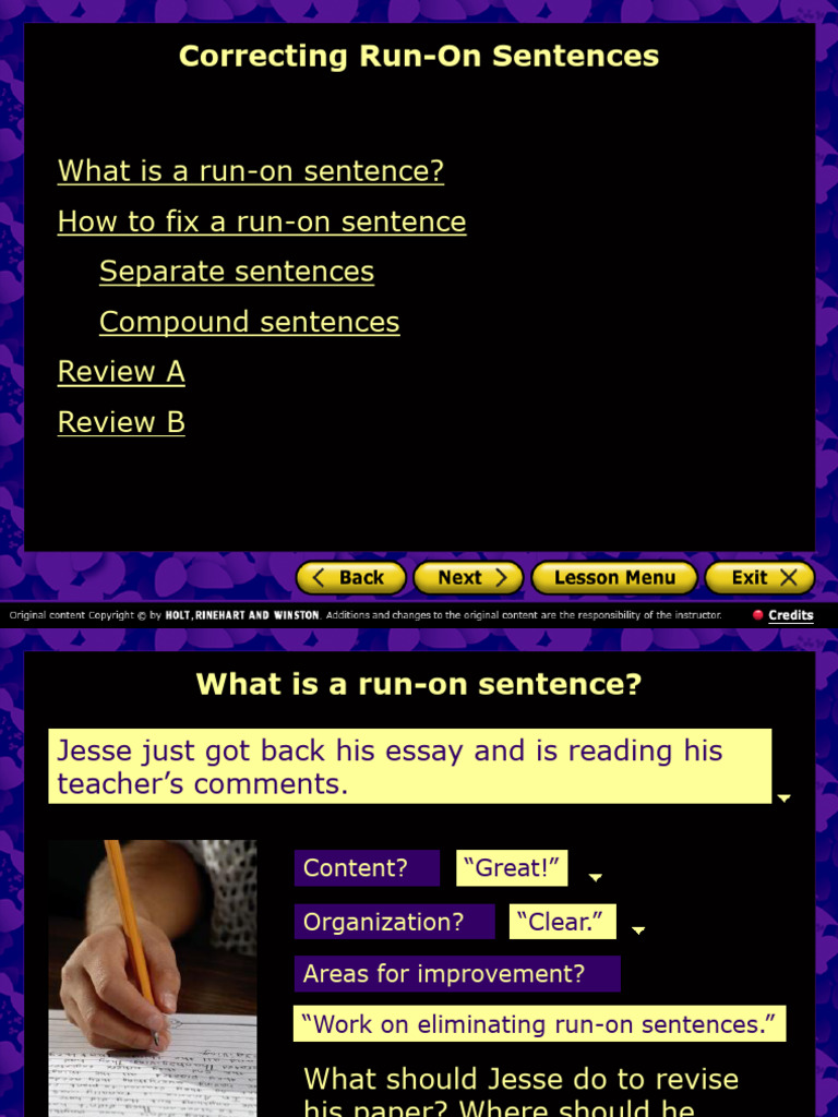 Gr10 ELA tr2 W4 Dec 10 Dec 14 Correcting Run On Sentences 84218 | PDF ...