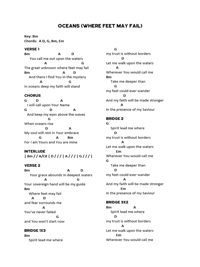 (7)+Oceans+ +Chord+Chart | PDF | Song Structure
