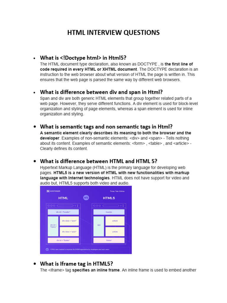 HTML Interview Questions | Download Free PDF | Html Element | Html