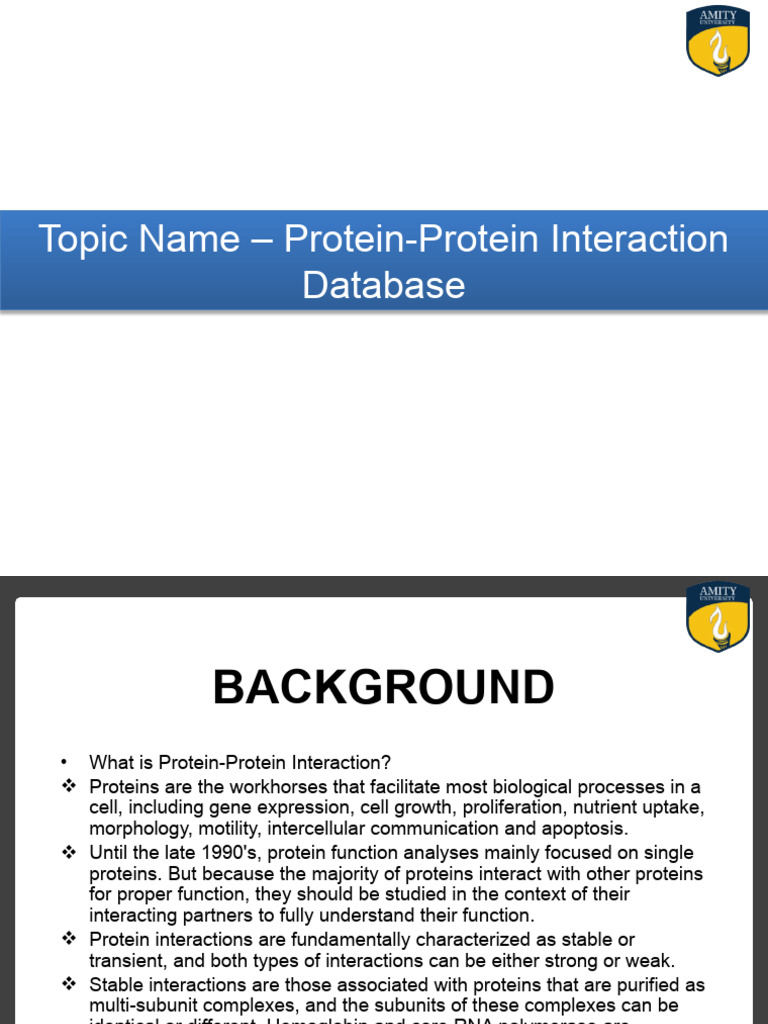 Protein-Protein Interaction Database Guide | PDF | Protein–Protein ...