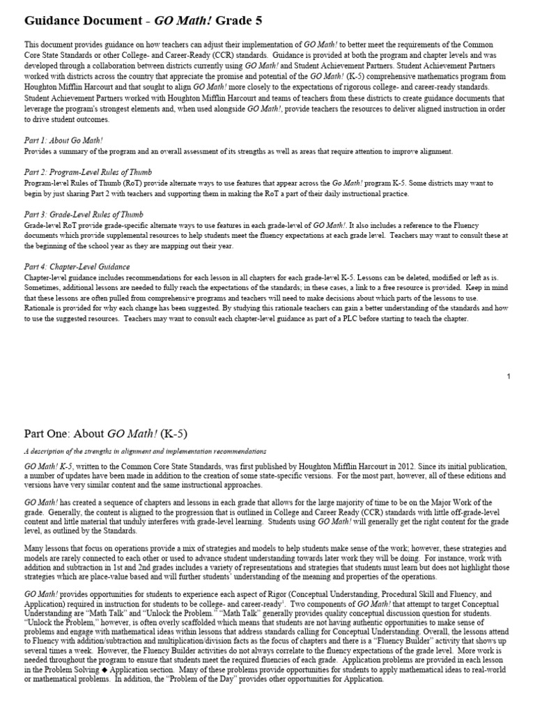 GO Math Guidance Grade 5 - FINALv3 | PDF | Multiplication | Division ...