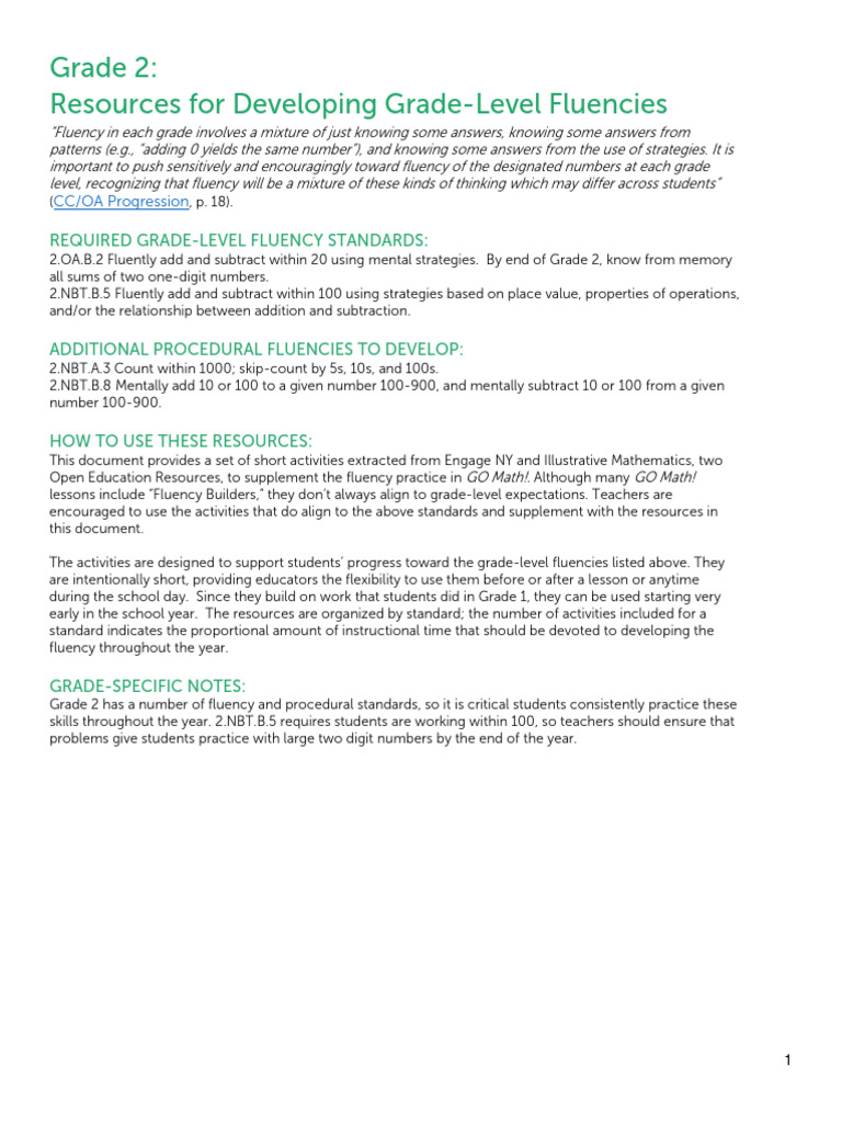 Fluency Resources G2 | PDF