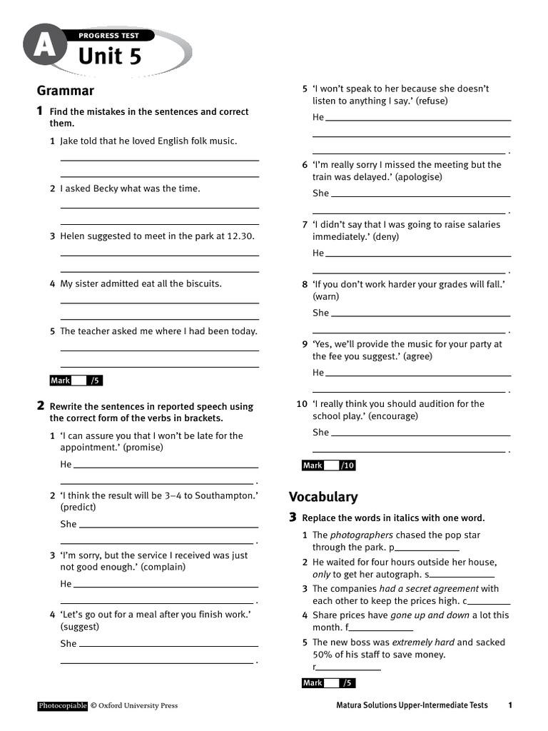 Unit 5 Progress Test A | PDF | News