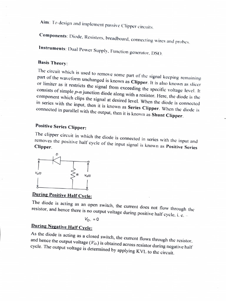 Clipper Circuit Design and Implementation | PDF | Diode | Electronic ...