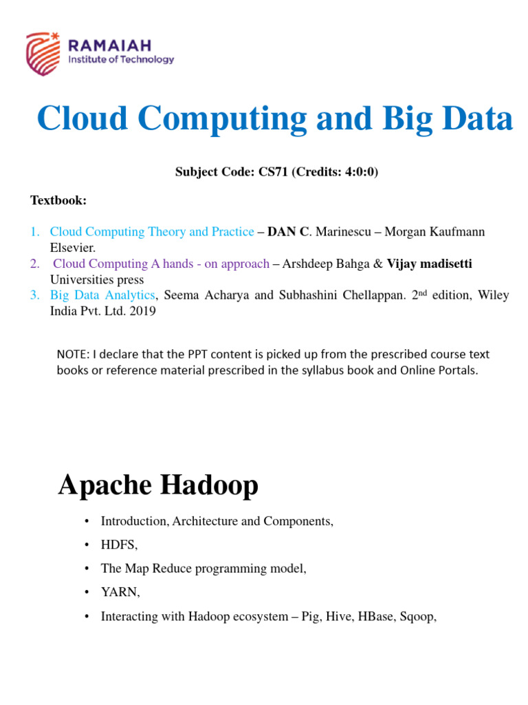 UNIT-IV_CC&BD_CS71 | PDF | Apache Hadoop | Map Reduce