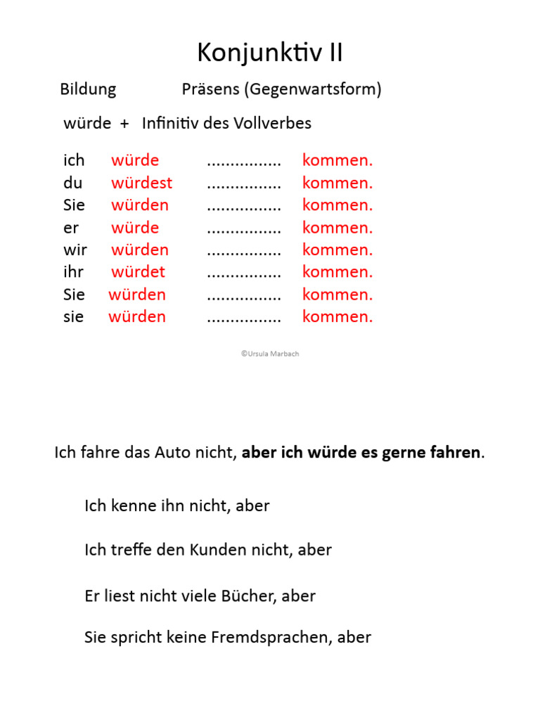 VK Konjunktiv II Präsens + Übungen | PDF