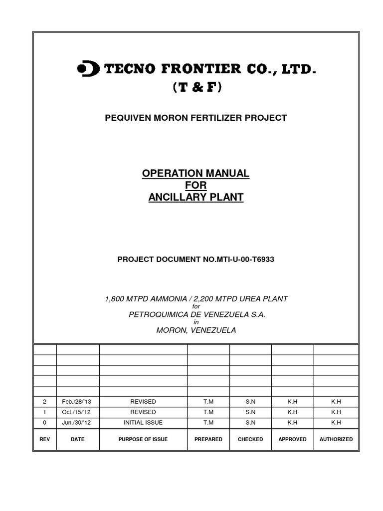 PEQUIVEN Moron Fertilizer Operation Manual | PDF | Pump | Valve