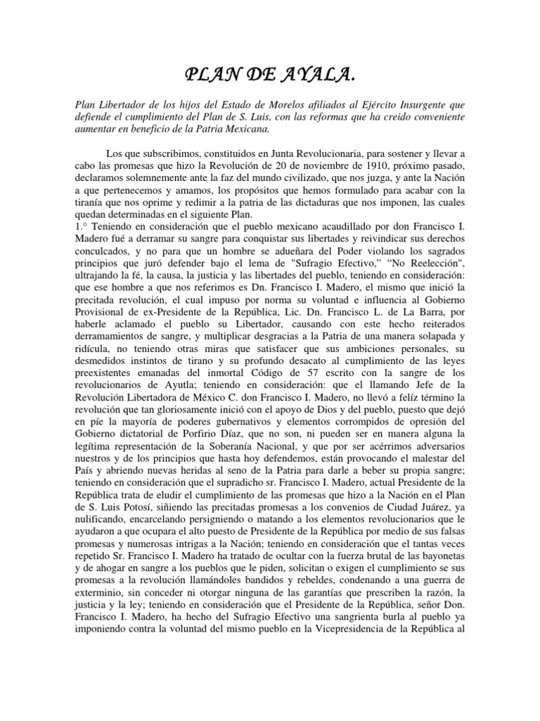 Plan Ayala | PDF | México | República