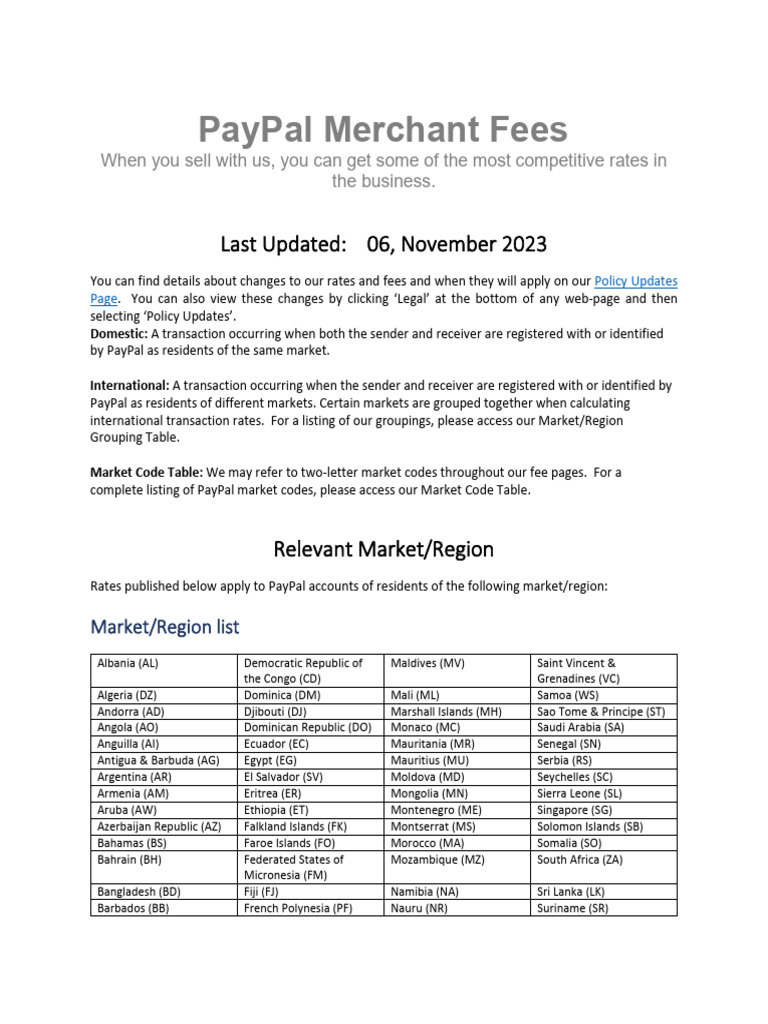 Merchant Fees 110623 | PDF | Currency | Financial Markets
