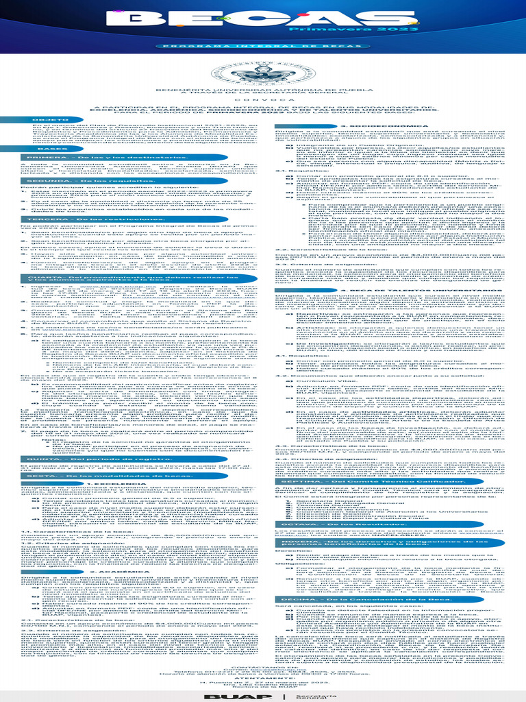 Convocatoria - Becas Institucionales Primavera 2023 | PDF