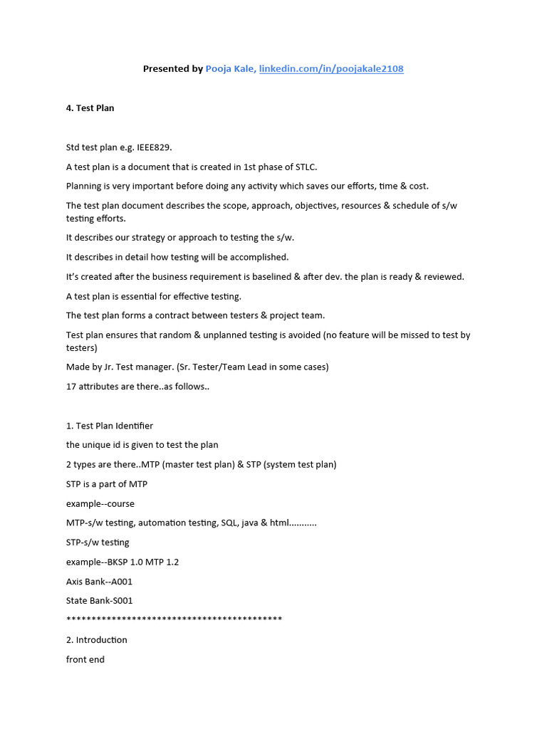 Test Plan For Qa Pdf Software Testing Computer Science
